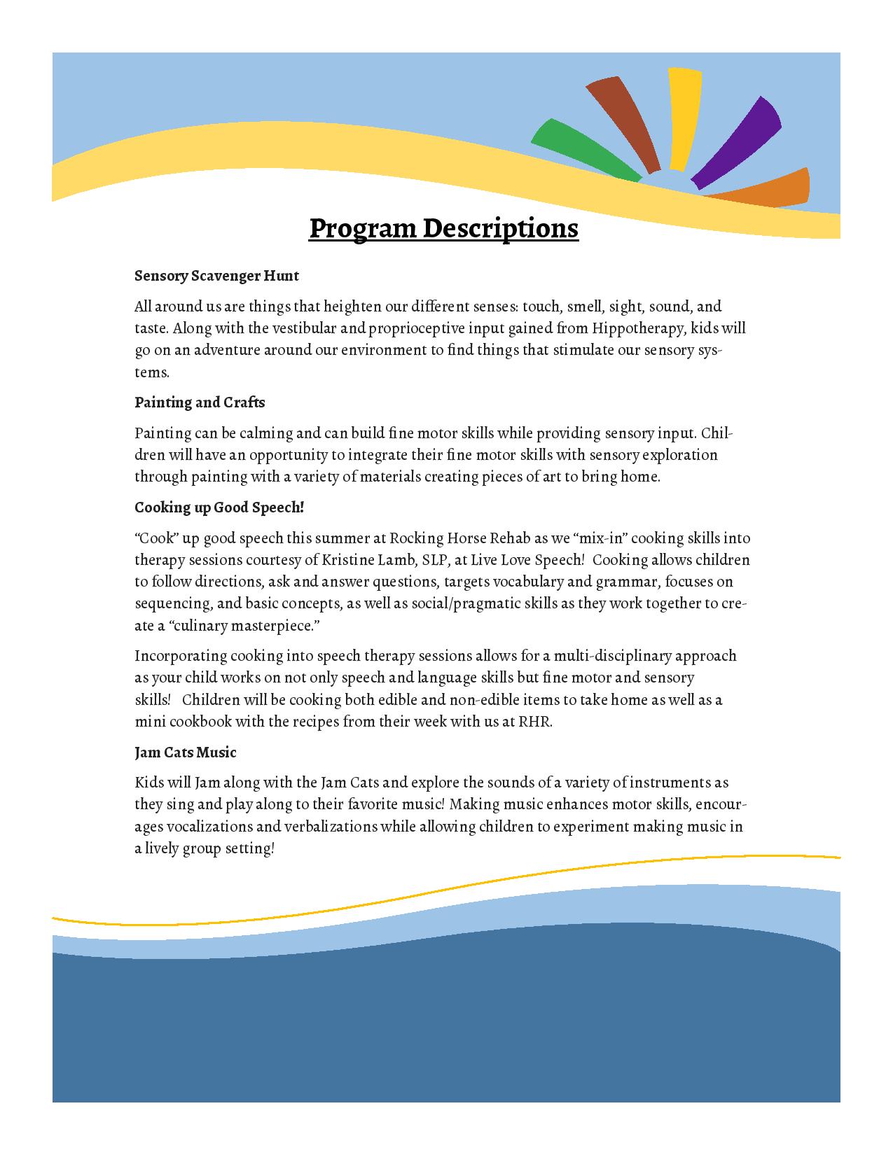 Rocking Horse Rehab - RHR Summer Program!